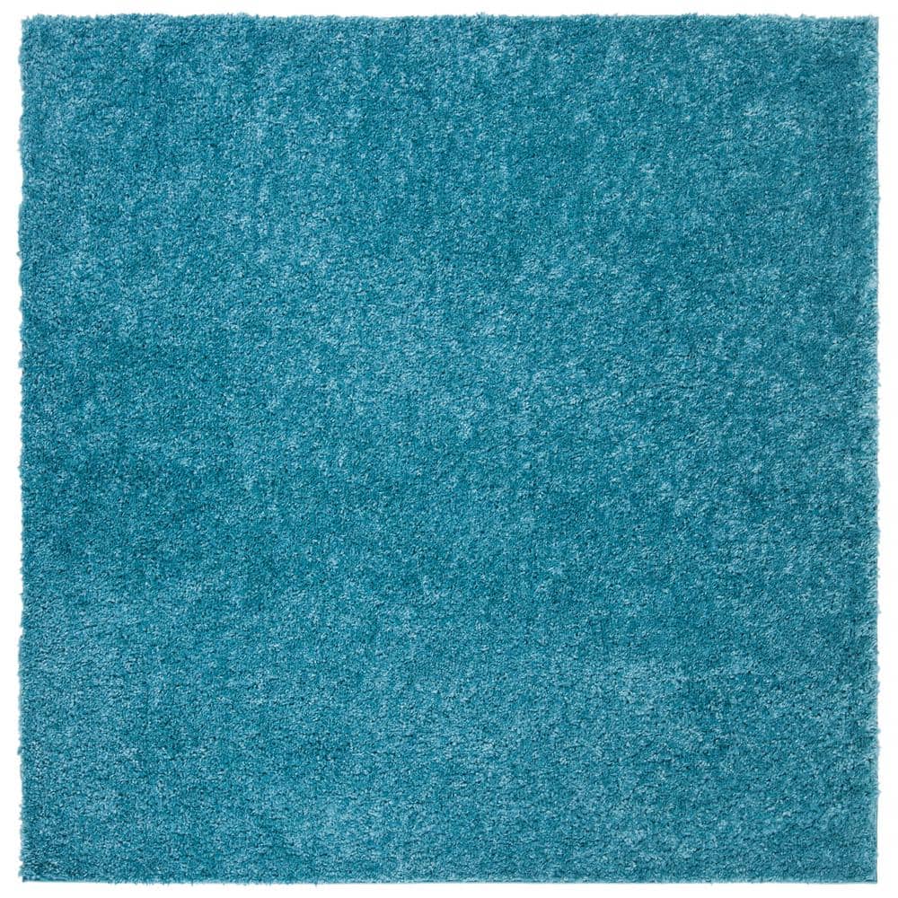 SAFAVIEH August Shag Turquoise 7 ft. x 7 ft. Square Solid Area Rug ...
