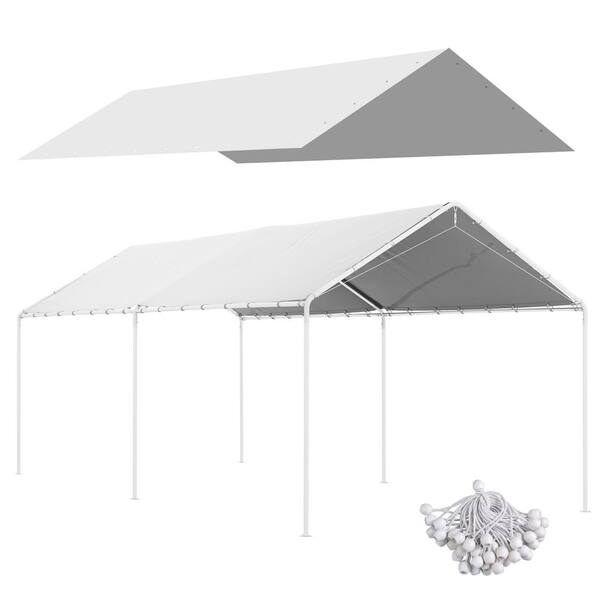 Blisstyle 10 ft. W x 20 ft. D x 10 ft. H White Roof Plastic Carport ...