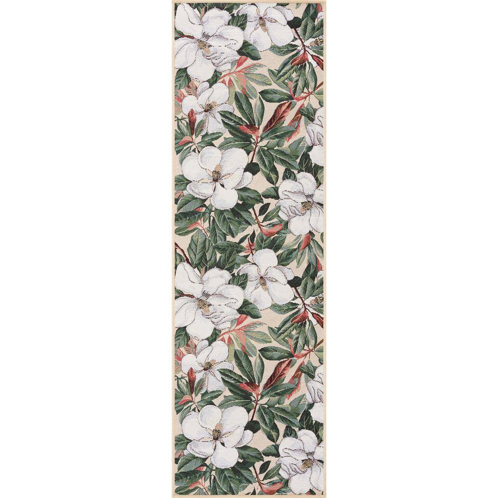 Tayse Rugs Stunning Cream 2 ft. x 8 ft. Floral Indoor/Outdoor Runner ...