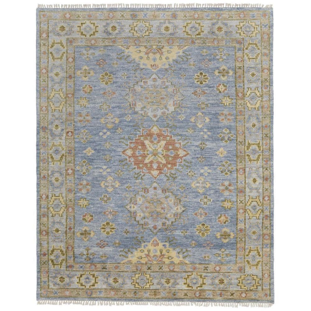 HomeRoots 5 ft. x 8 ft. Green, Blue, Yellow Geometric Area Rug ...