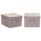 HOUSEHOLD ESSENTIALS 2 Gal, Medium Storage Box, Cream Linen, 2PC 7421-1 ...