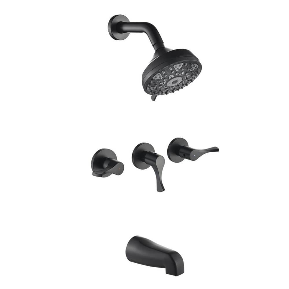 Miscool Vara 3 Handle 6-Spray 2-Way Tub and Shower Faucet 1.8 GPM in ...