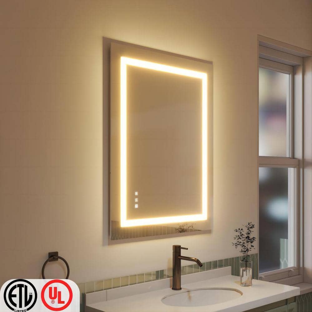 TOOLKISS Classic 24 in. W x 36 in. H Rectangular Frameless Anti-Fog LED ...
