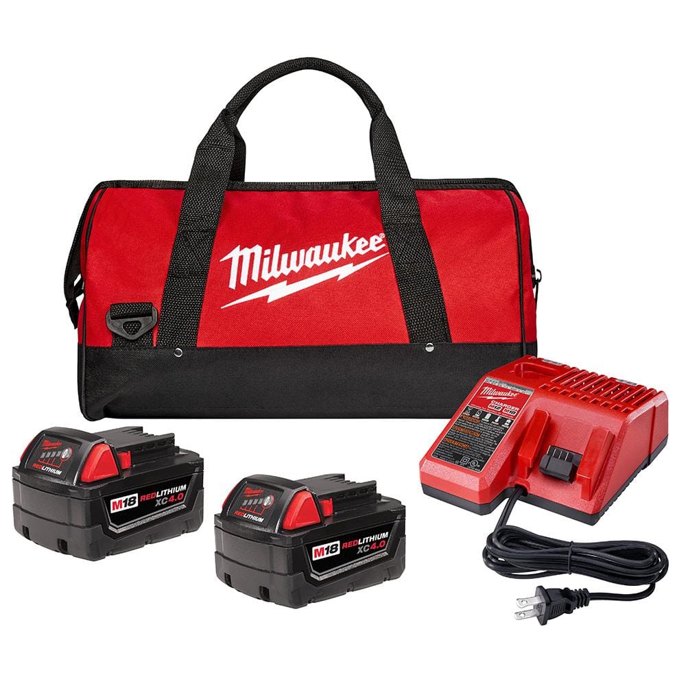 Milwaukee M18 18-Volt Lithium-Ion XC Starter Kit with Two 4.0 Ah ...