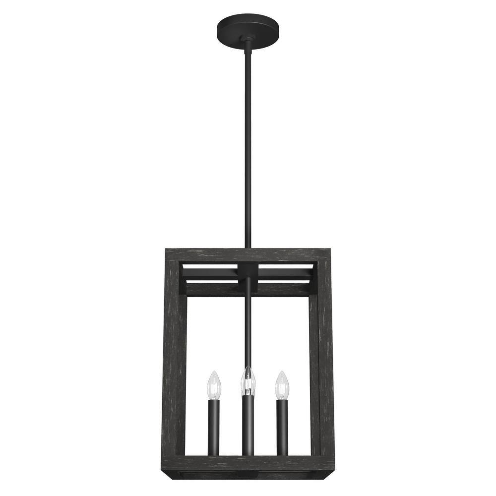 Hunter Squire Manor 4 Light Matte Black Lantern Pendant Kitchen Light ...
