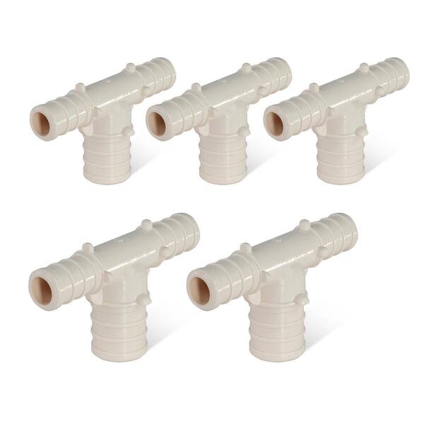 PLUMBFLEX 3/4 in. x 1/2 in. x 1/2 in. Plastic PEX Poly Alloy Reducing Tee Barb Pipe Fitting (5 ...