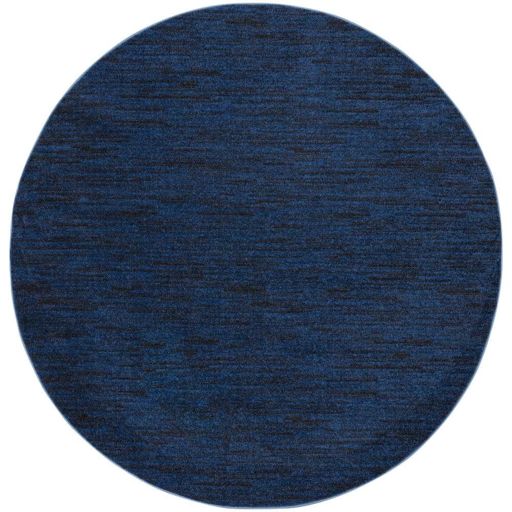 Nourison Essentials 8 ft. x 8 ft Midnight Blue Round Solid Indoor ...