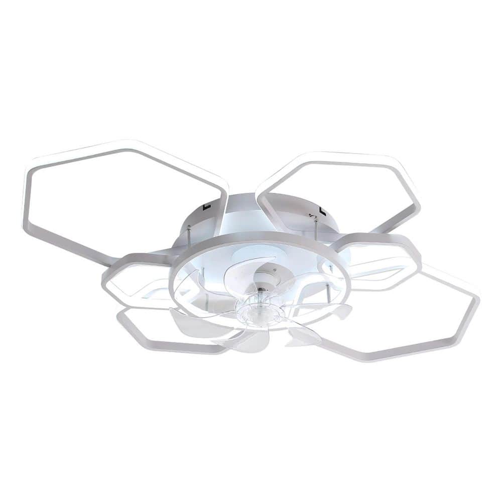 OLUZO 40.5 in. Smart Indoor Low Profile White Ceiling Fan with Modern ...
