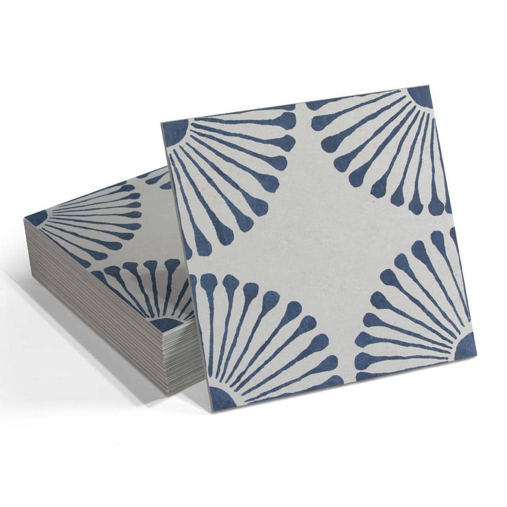 sunwings Patterned Blue 9 in. x 9 in. Sun Flower SPC Peel and Stick ...