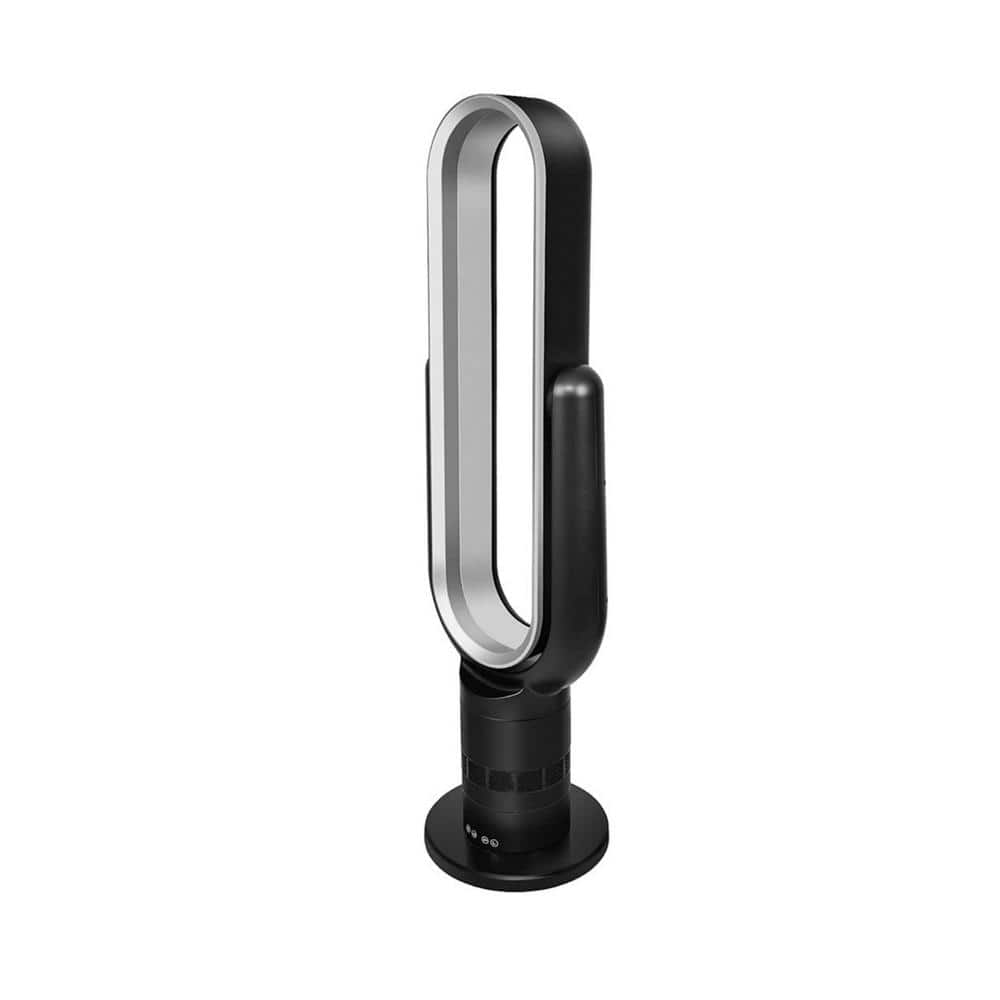Tidoin 25 in. Black Portable Bladeless Tower Fan with 10 Speeds and ...