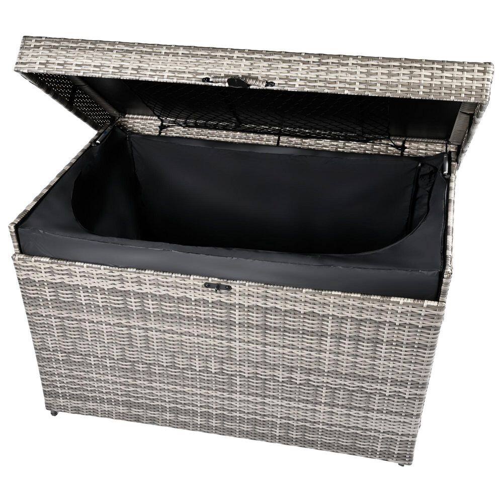 Gruisse Rattan Series 230 Gal. Extra-Large Gray Resin Wicker Deck Box ...