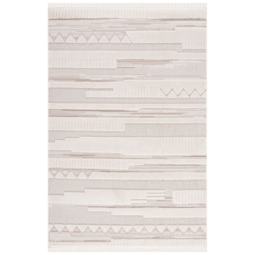 SAFAVIEH Urban 5 ft. x 8 ft. Ivory/Beige Striped High-Low Area Rug ...