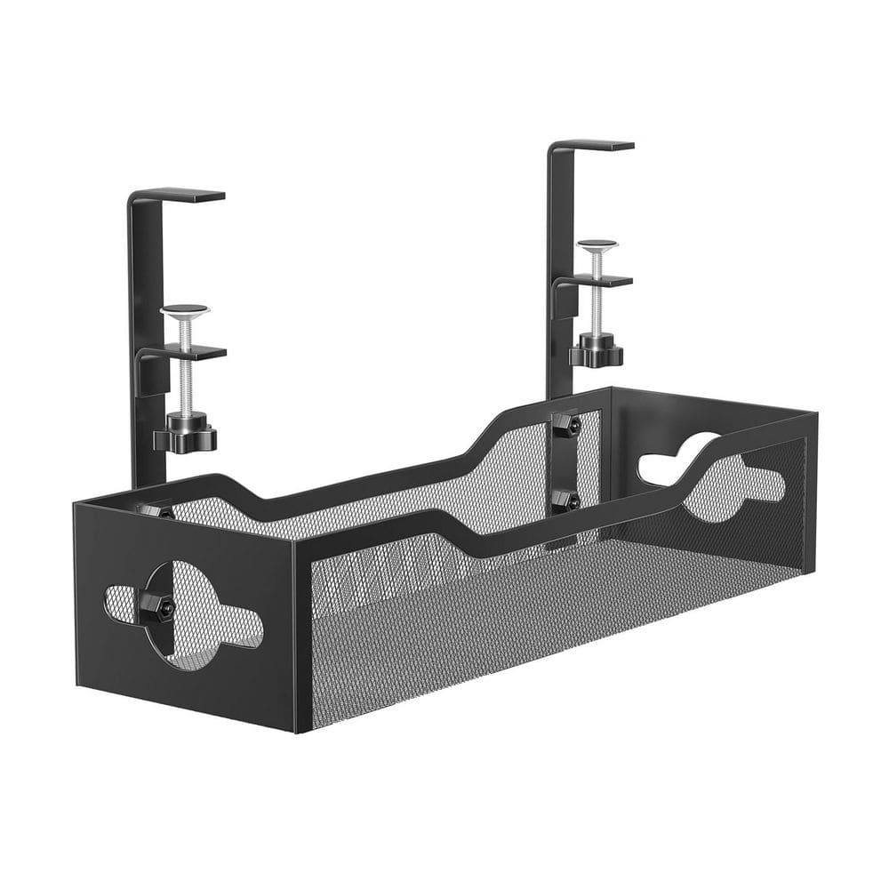 BIBIVIS 13.38 in. Under Desk Cable Management Tray with Clamp Mount, 2 ...