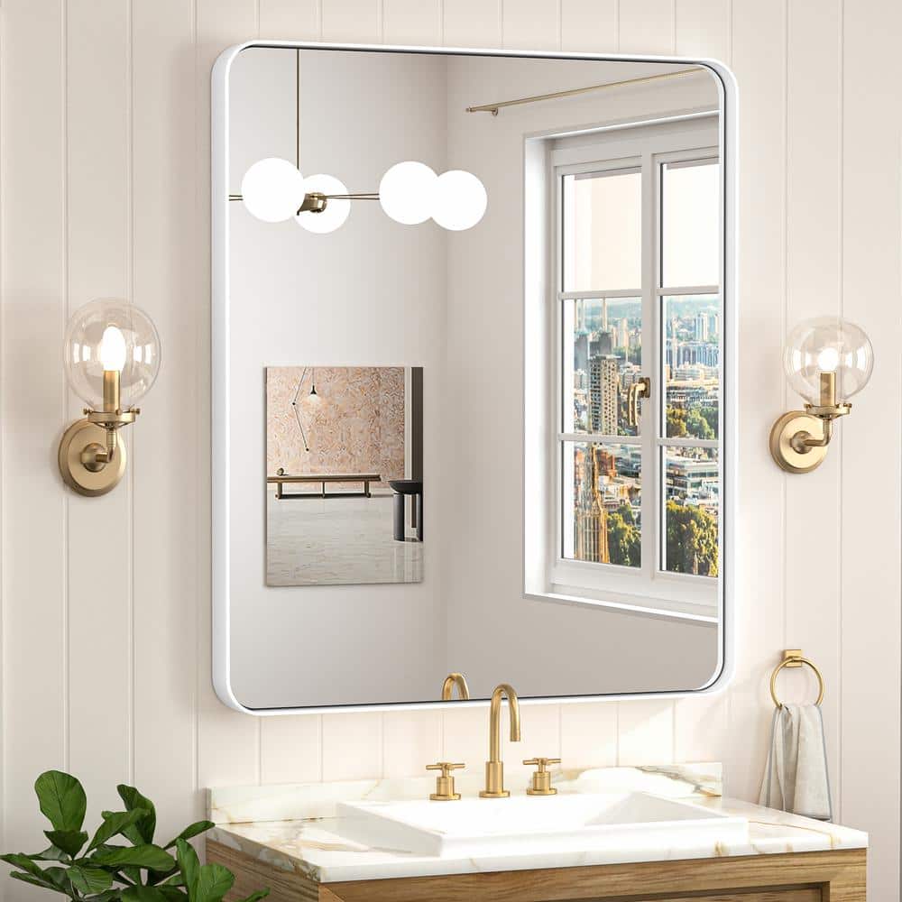 Reviews for KeonJinn 30 in. W x 36 in. H Modern Rectangular White ...