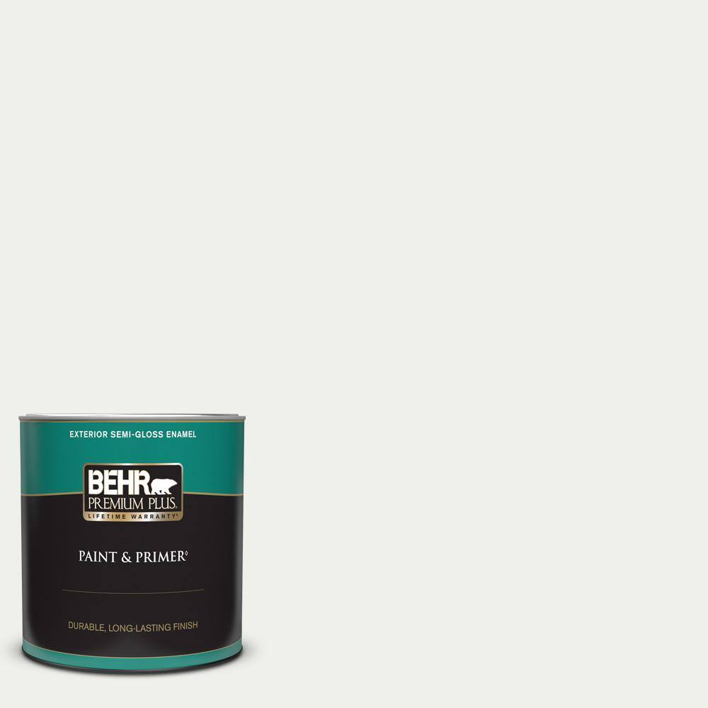 BEHR PREMIUM PLUS 1 qt. #57 Frost Semi-Gloss Enamel Exterior Paint ...