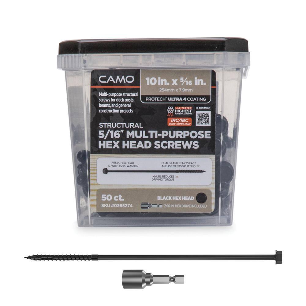 CAMO 5/16 in. x 10 in. Hex Head Multi-Purpose Hex Drive Structural Wood ...