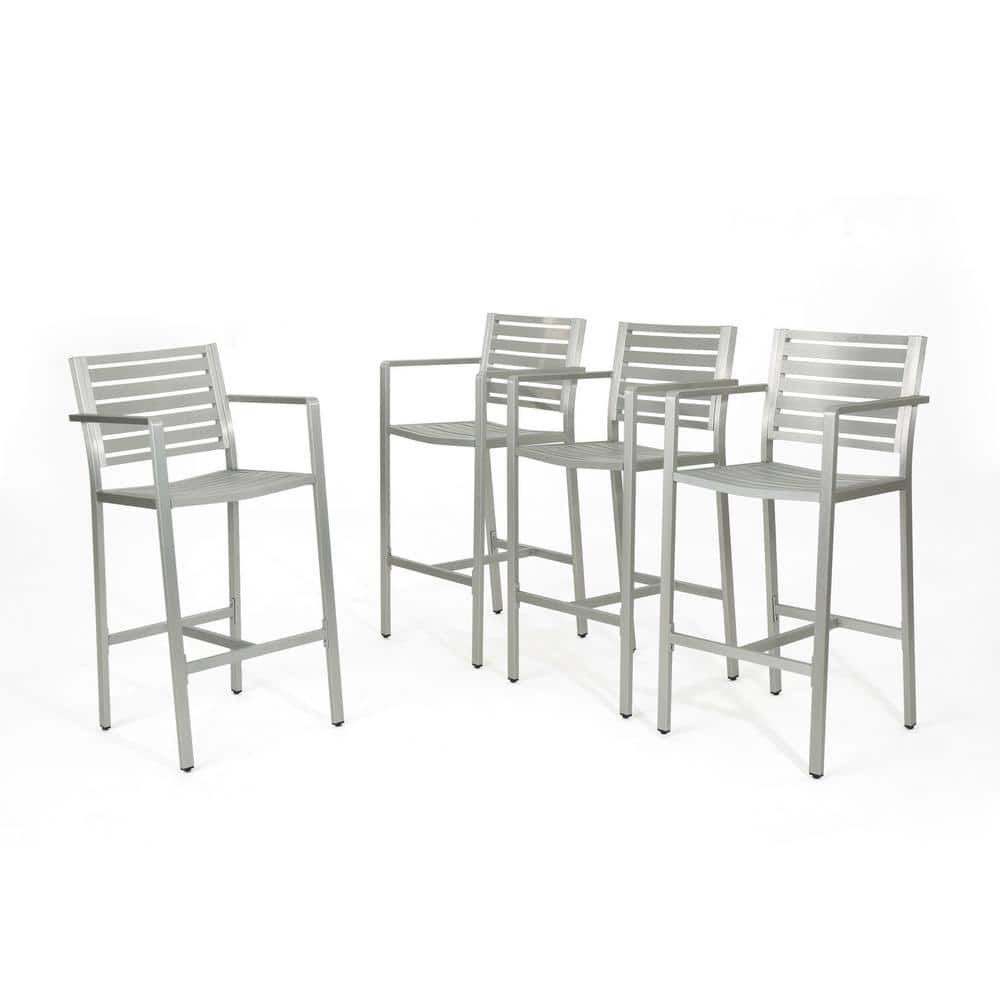 Noble House Cape Coral Stackable Aluminum Outdoor Bar Stool (4-Pack ...