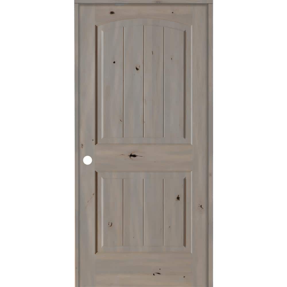 Krosswood Doors 36 in. x 80 in. Knotty Alder 2 Panel Right-Hand Top ...