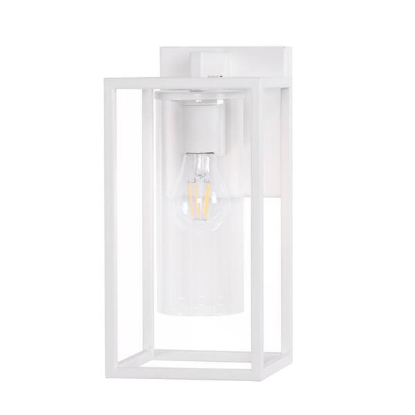 Pia Ricco Indoor/Outdoor White Hardwired Wall Lantern Scone with No ...