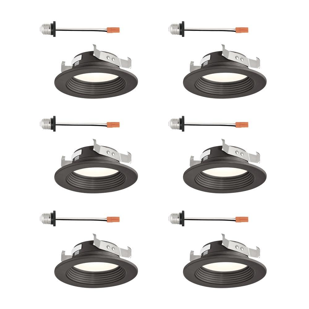 EnviroLite EnviroLite 4 in. Bronze Baffle Trim Dimmable LED Recessed ...