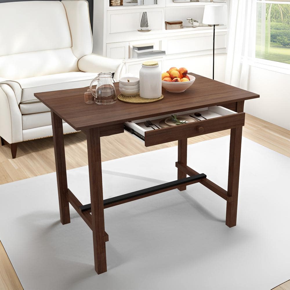 Sedan Walnut Solid Wood 45 in. 4-Legs Dining Table Seats 4 ...