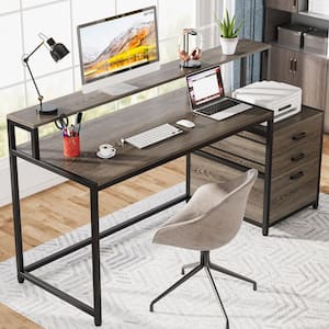 BYBLIGHT Capen 63 in. Rectangle White Engineered Wood Computer Desk ...