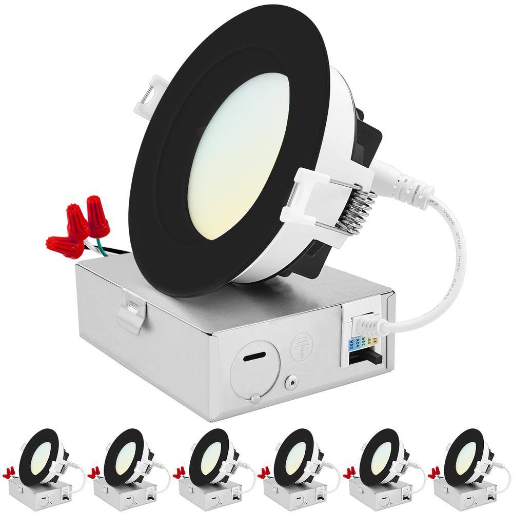 LUXRITE 4 in. Integrated LED Recessed Light kit 15-Watt 5CCT 2700K ...