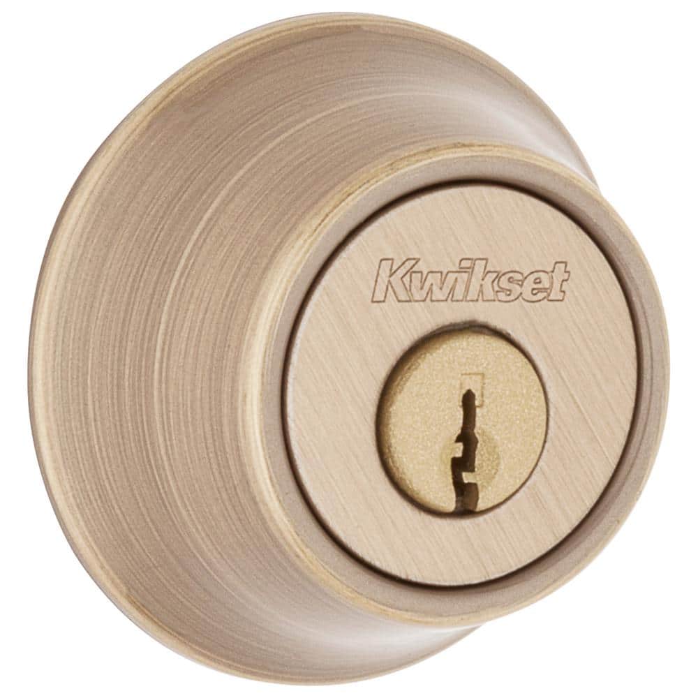 Kwikset Polished Brass Single-Cylinder Deadbolt 6605RCALRCSK3V1 - The ...
