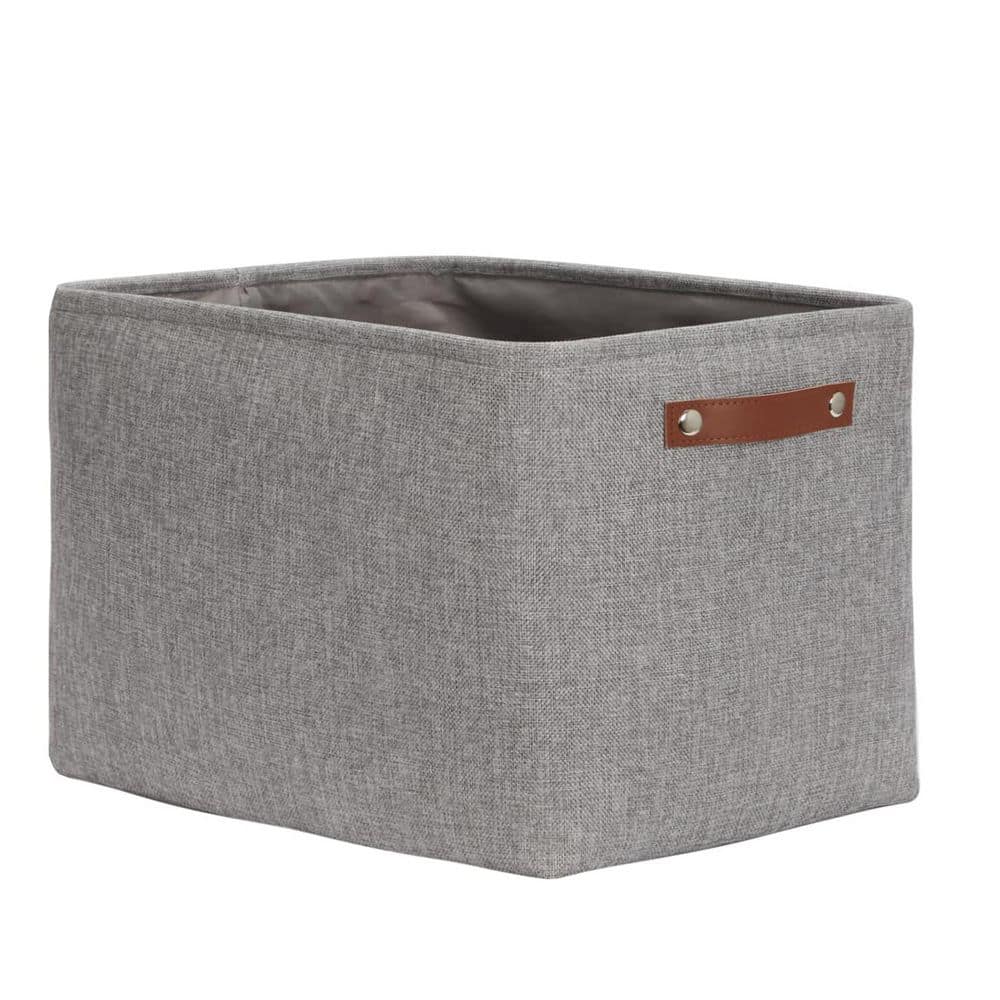 Gray 12 in. x 12 in. Polyester Decorative Basket with Handles ...