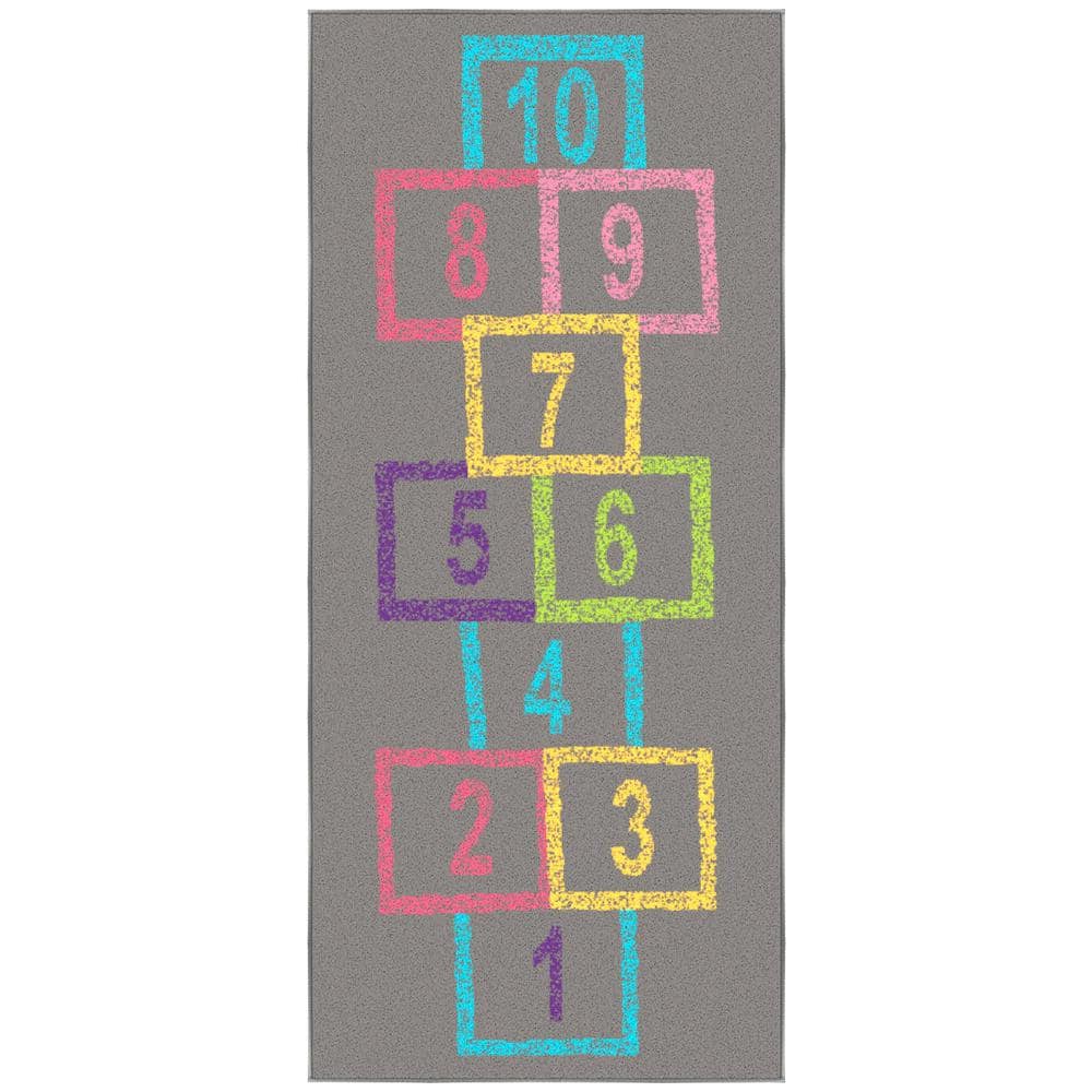 Ottomanson Children's Garden Collection Non-Slip Rubberback Hopscotch ...