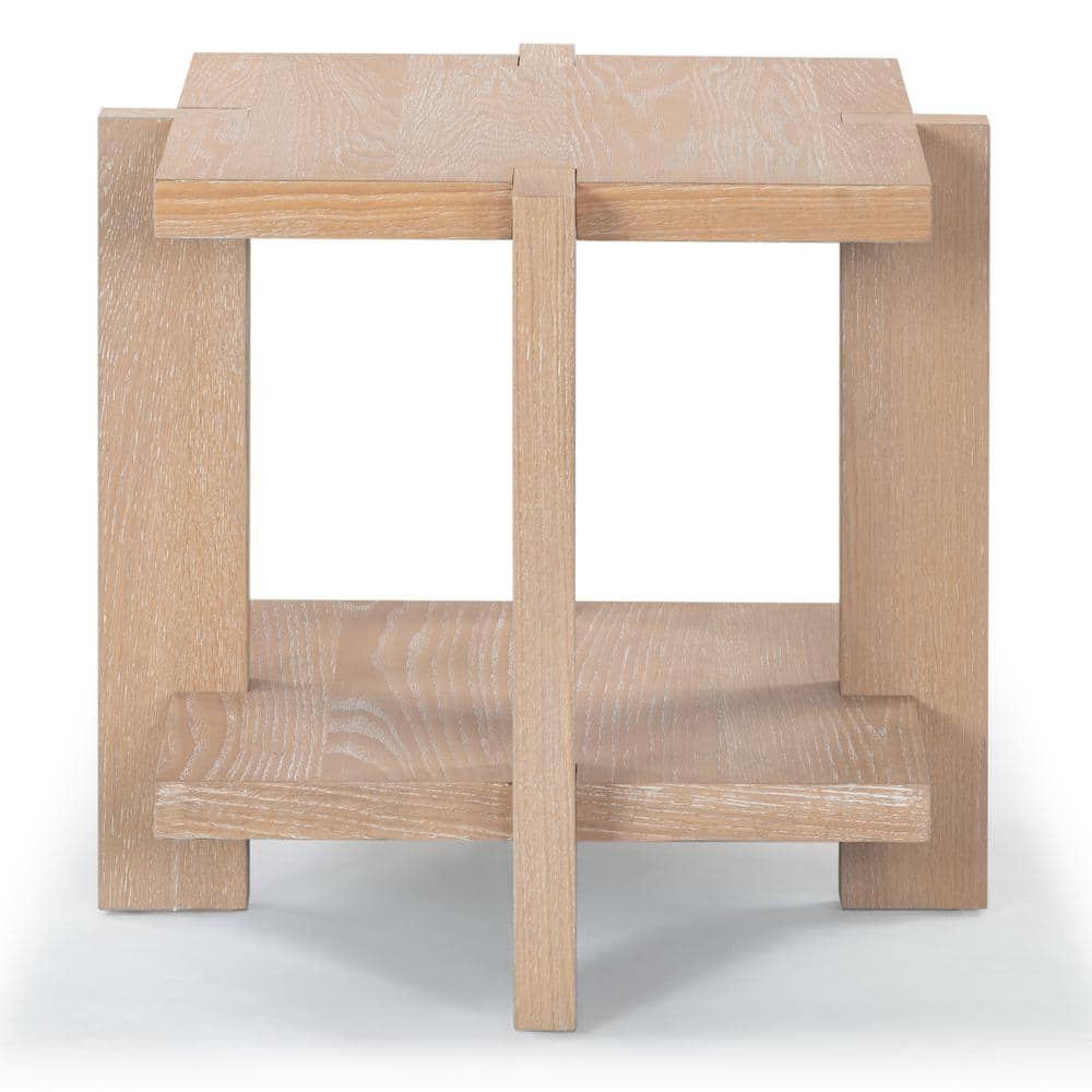 SAFAVIEH Quigley 24 in. Weathered Gray Square Wood End Table SFV2167B ...