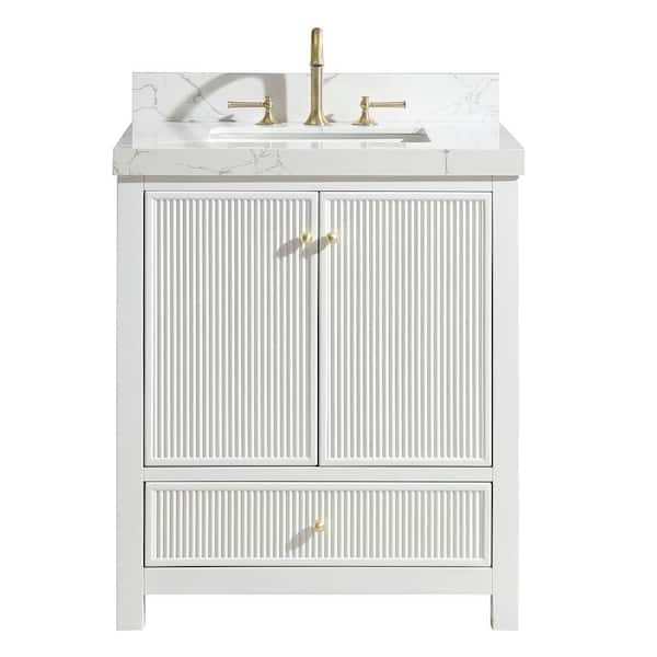 SUPREME WOOD LILY 30 in. W x 22 in. D x 35.4 in. H Bath Vanity in White ...