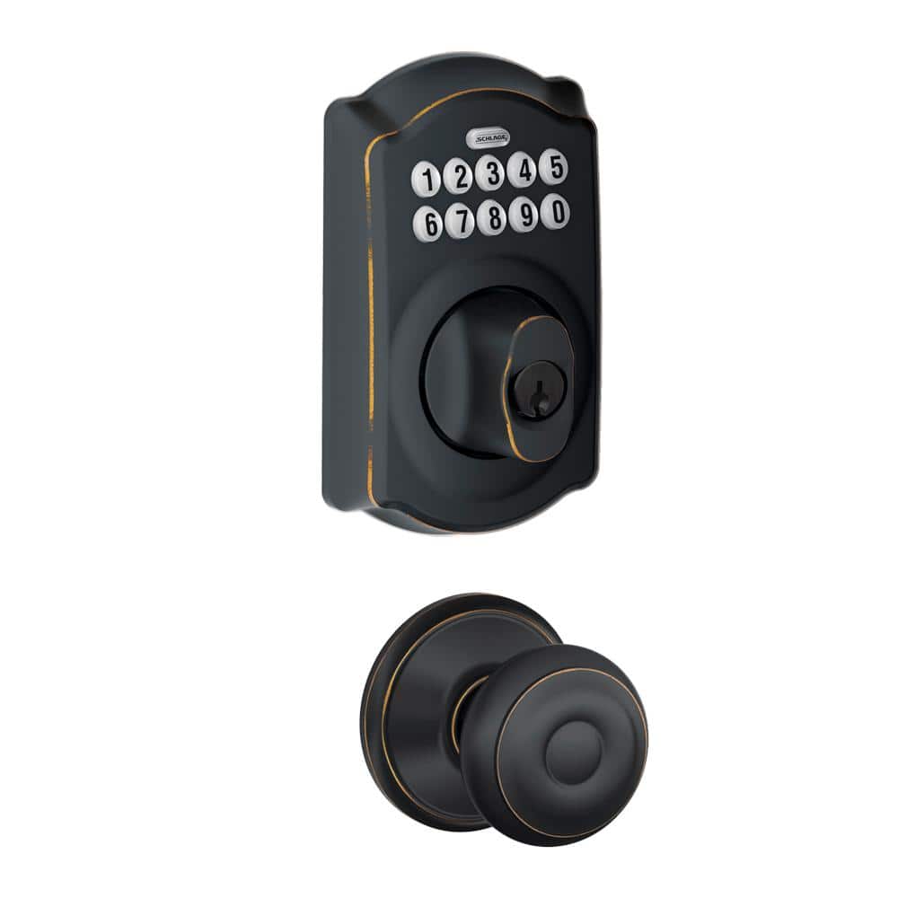 Schlage Camelot Keypad Electronic Door Lock Deadbolt and Georgian Knob ...