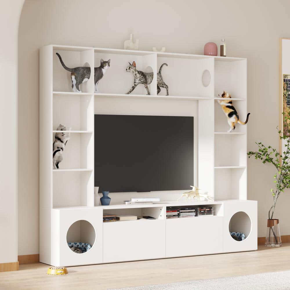 FUFU&GAGA Large Cat Litter Box Enclosure, Cat House Storage Cabinet ...