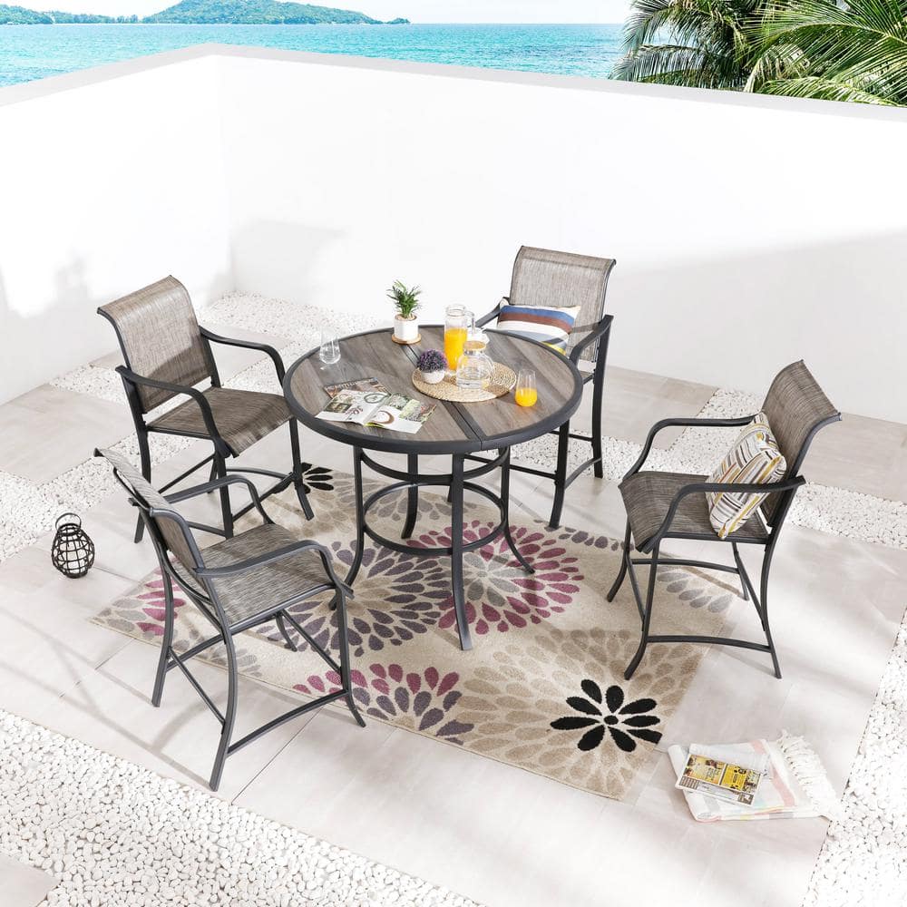 Patio Festival 5-Piece Metal Bar Height Outdoor Dining Set PF19033X2-252-G - The Home Depot