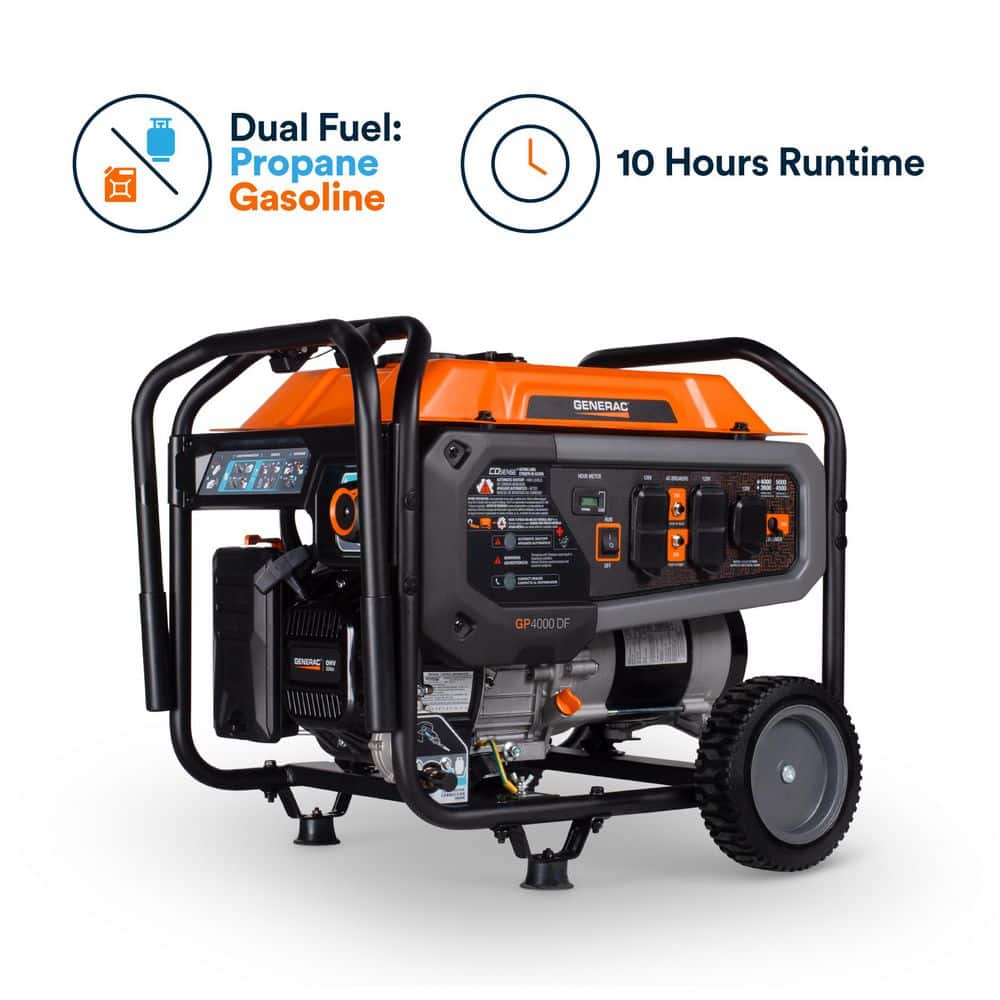 Generac 4500 / 4000-Watt Dual Fuel Recoil Start Gasoline / Propane ...