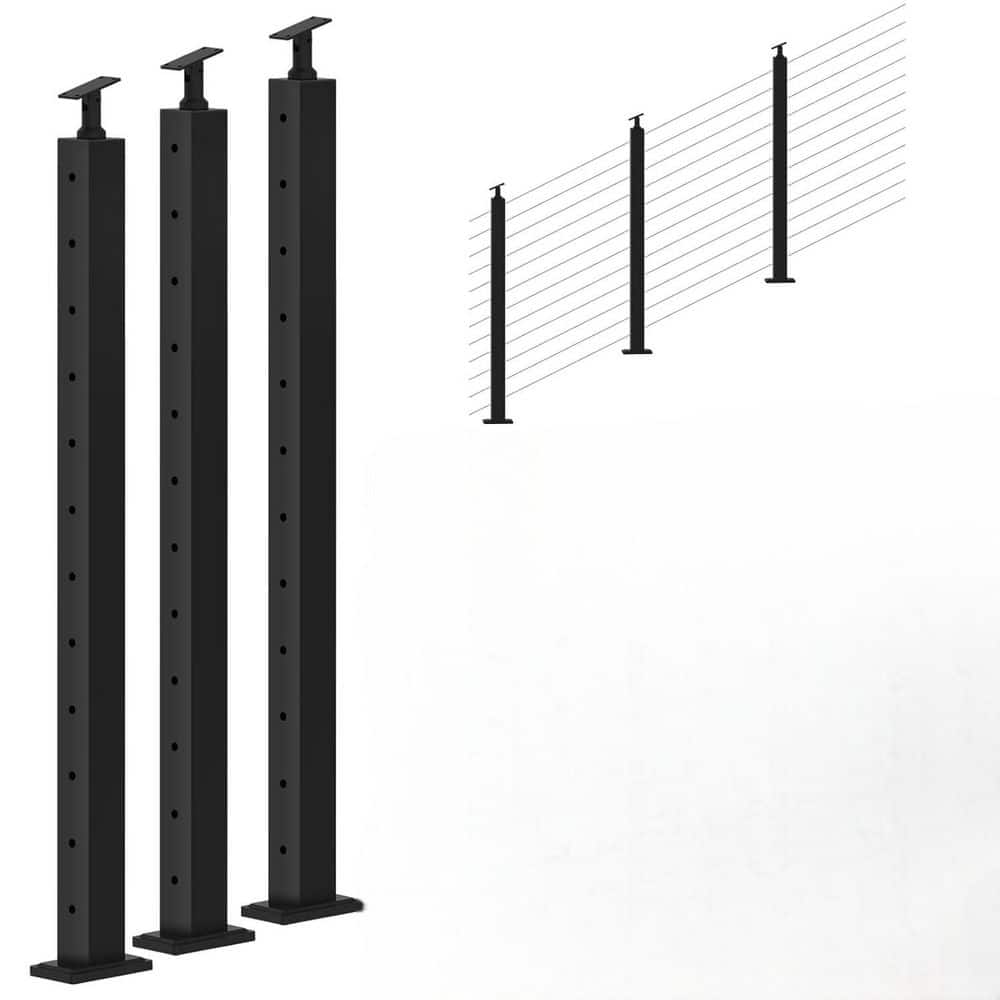Afoxsos 42 in. Stainless Steel Cable Railing Stair Posts with Cable ...