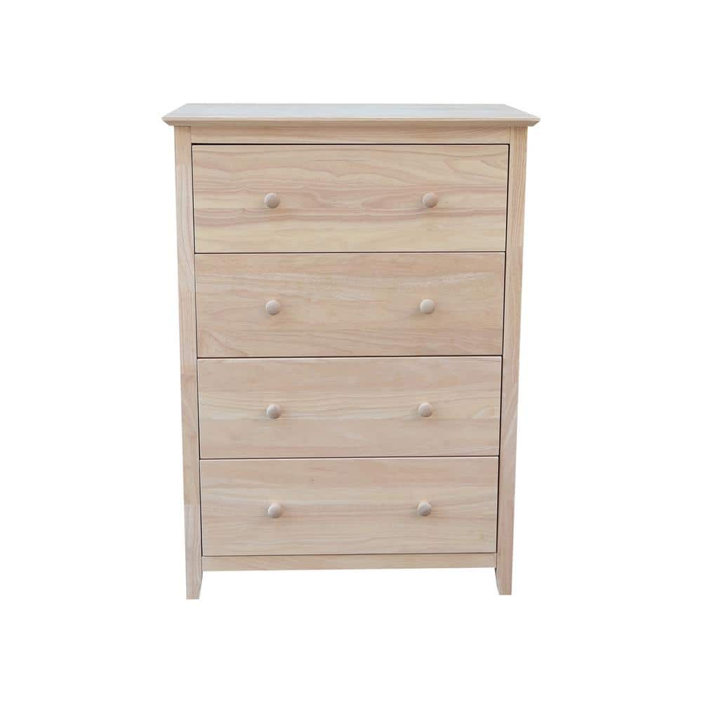 International Concepts Brooklyn 4-Drawer Unfinished Wood Chest of ...