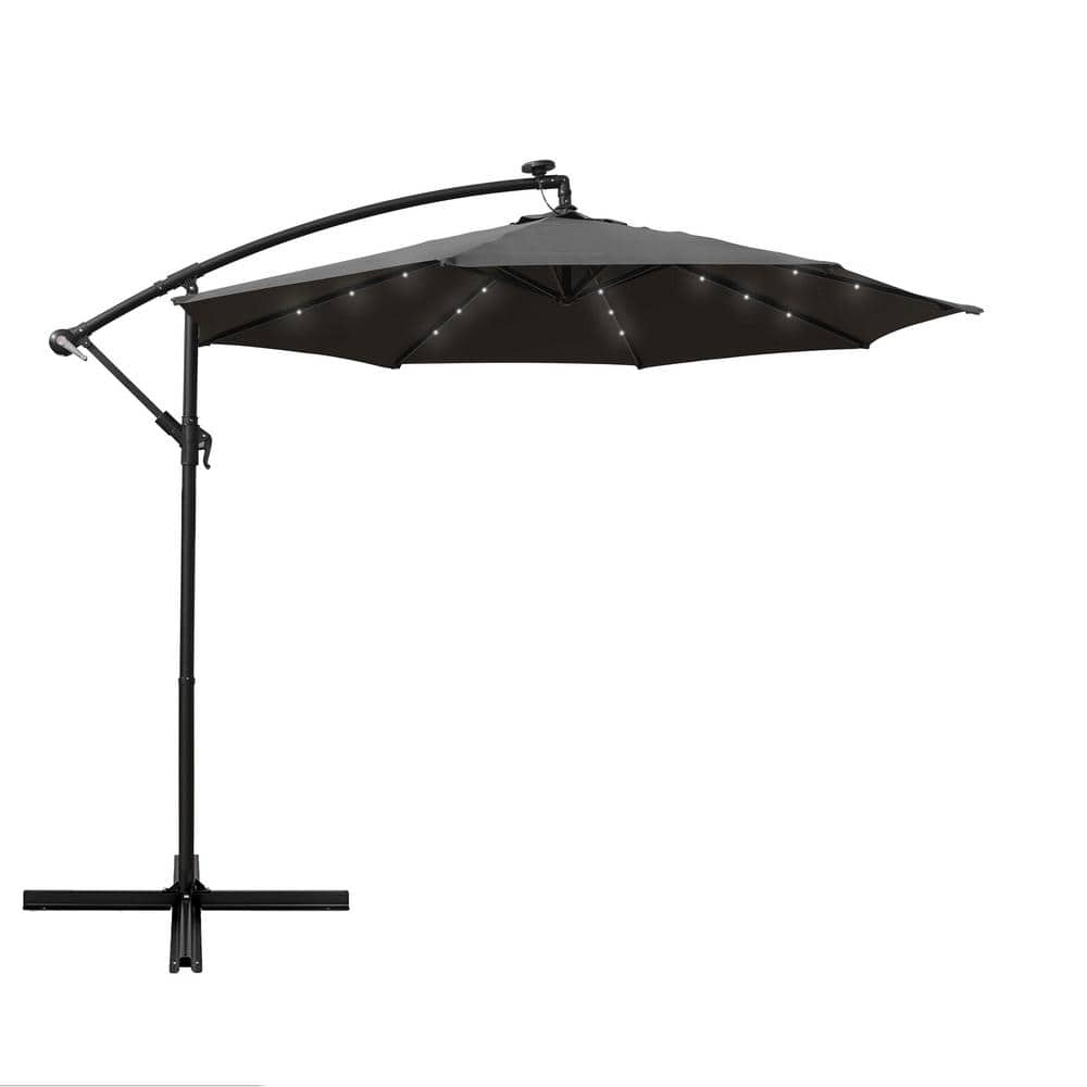 Leisuremod Willty 10 ft. Metal Cantilever Solar Tilt Patio Umbrella in ...