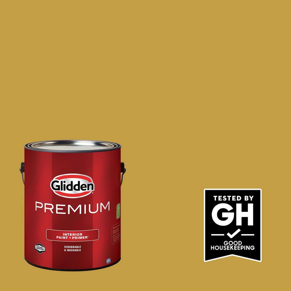 Glidden Premium 1 gal. PPG1107-7 Golden Field Flat Interior Latex Paint ...