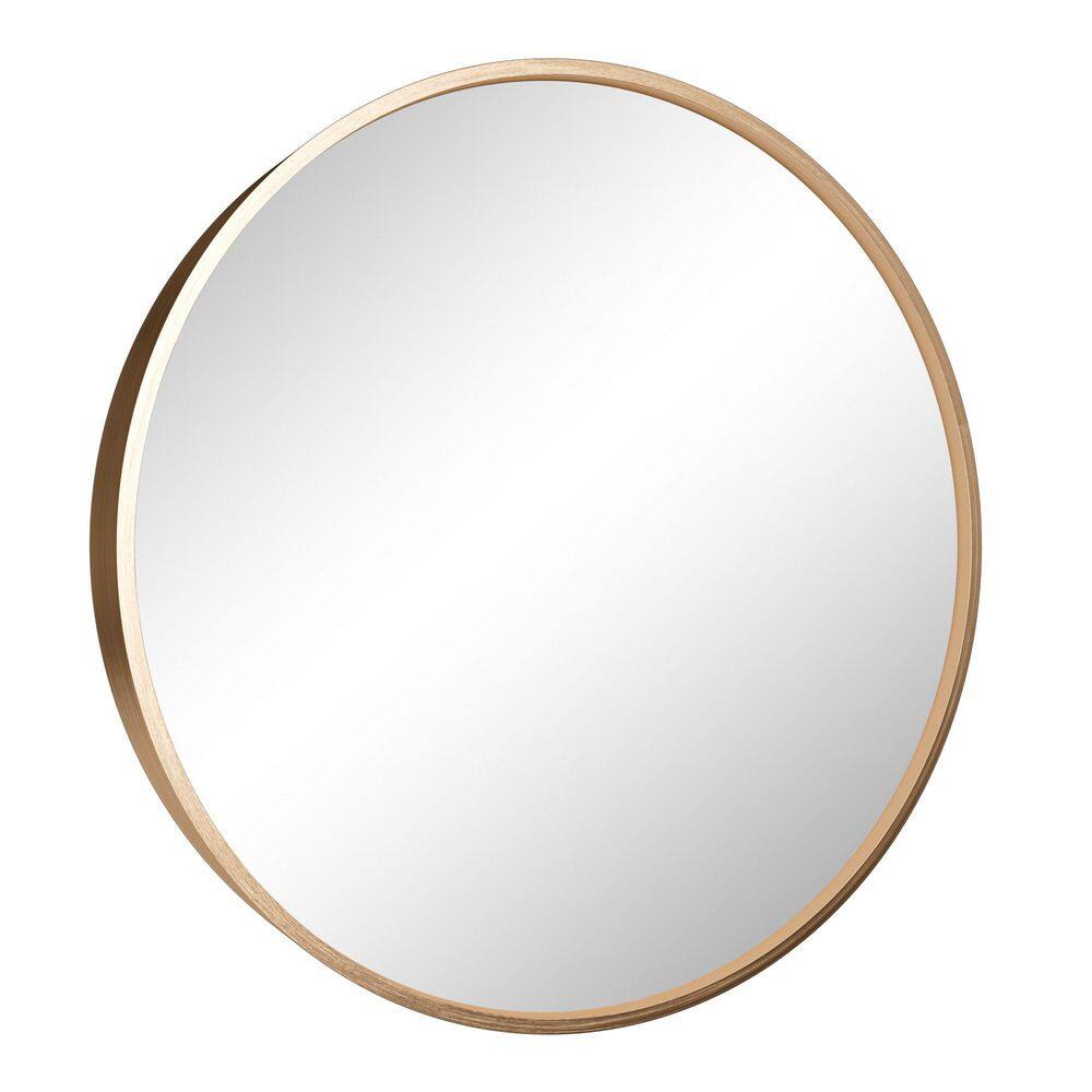 Gold 24 in. W x 24 in. H Round Metal Framed Wall-Mounted Vanity Mirror ...