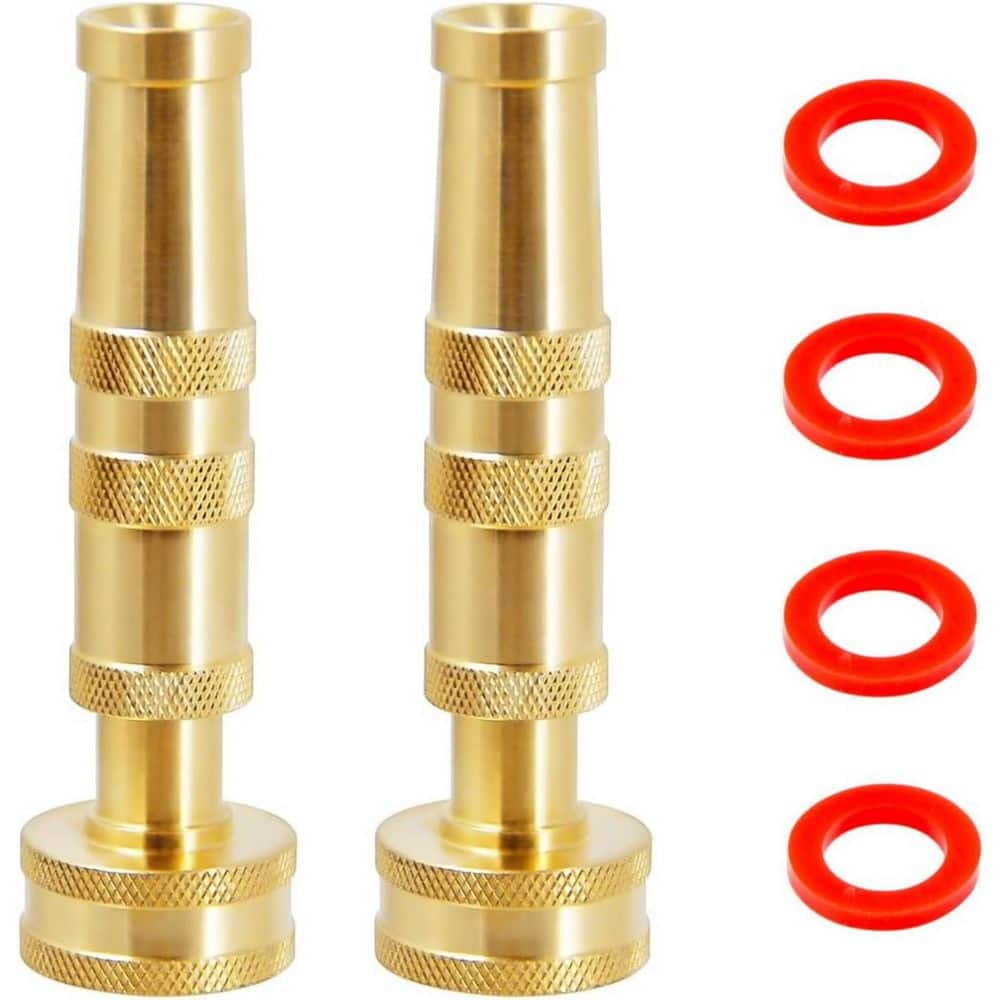 Cubilan 2-Pack Brass Hose Nozzle-4 in. High Pressure Adjustable Twist ...