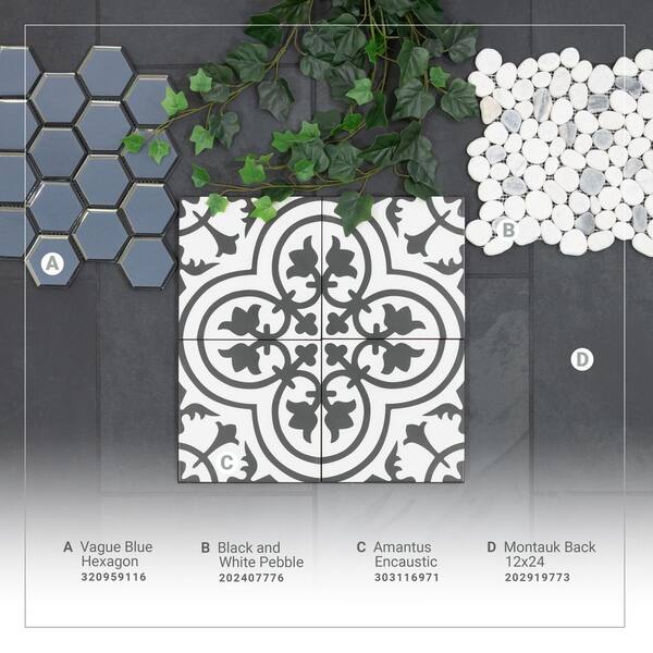 Amantus Encaustic 8 pol. X 8 pol. Look de porcelana fosca piso e