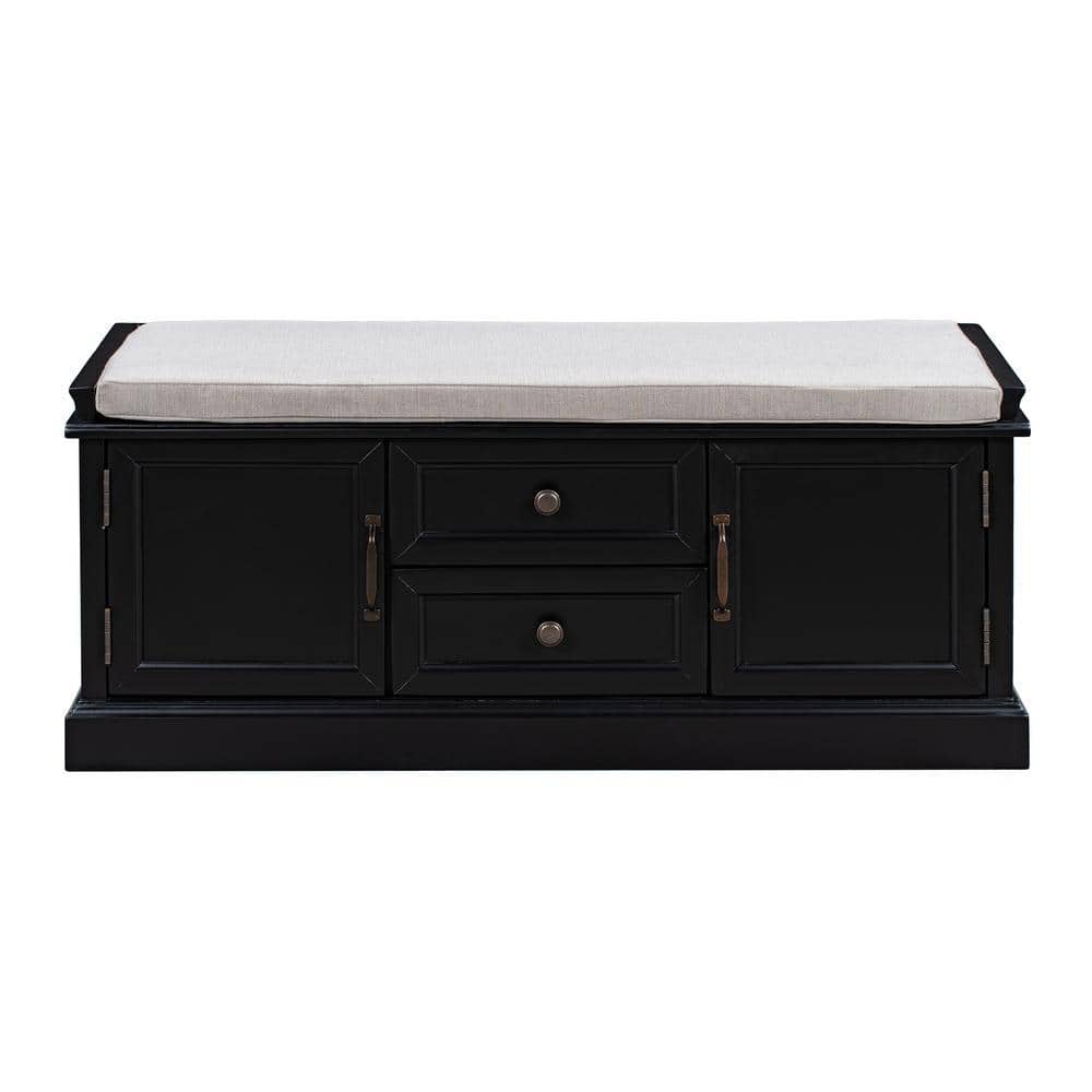 Asucoora Angelique Black Storage Bench with 2-Drawers (43 in. W x 16 in ...