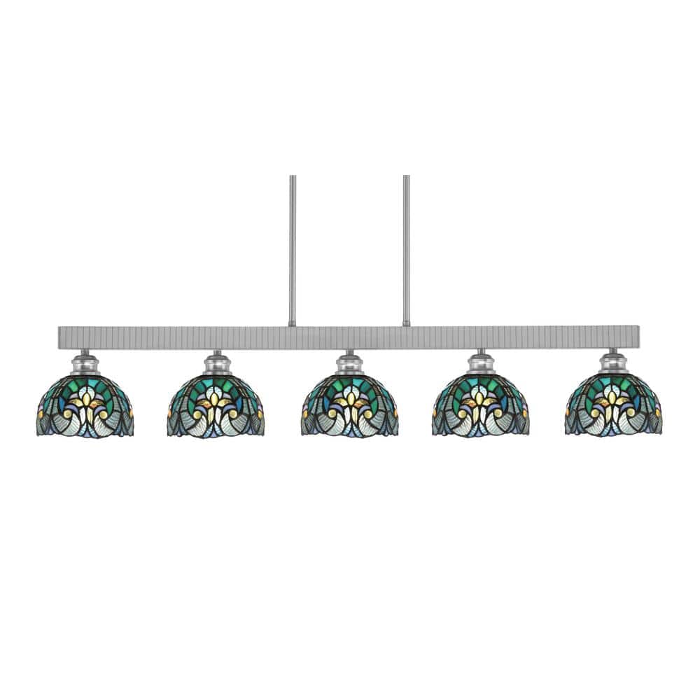Albany 60-Watt 5-Light Brushed Nickel Linear Pendant Light with Cypress ...