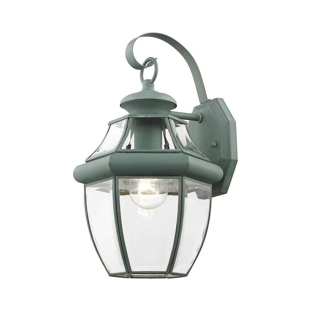 AVIANCE LIGHTING Aston 14 in. 1-Light Verdigris Outdoor Hardwired Wall ...