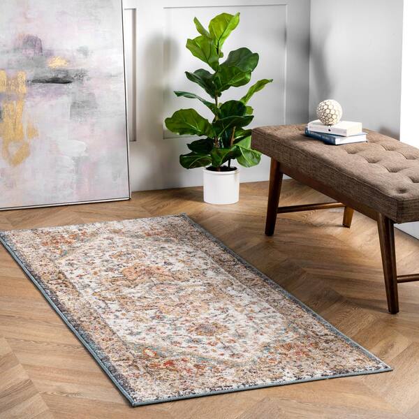 nuLOOM Justine Vintage Medallion 2 ft. 6 in. x 10 ft. Beige Runner Rug ...