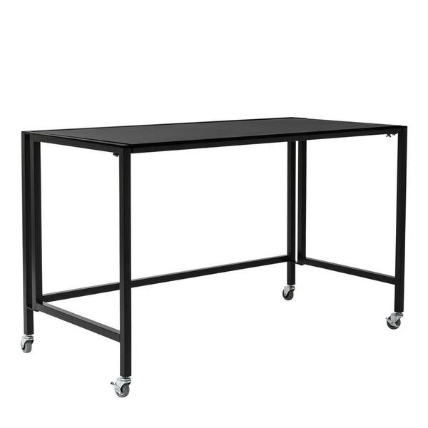 HomeRoots 47.26 in. Rectangular Black Metal 0-Drawer Computer Desks ...