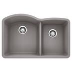 Blanco DIAMOND SILGRANIT Cinder Granite Composite 32 in. Double Bowl ...
