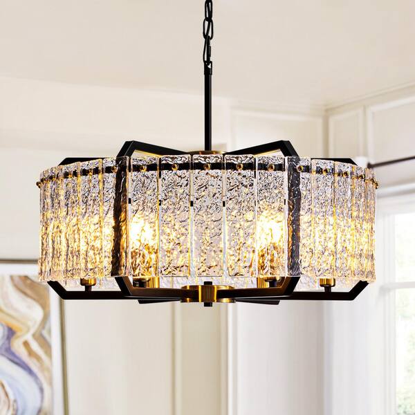Pacific Core Modern 6-Lights Black Crystal Chandeliers Round Chandelier ...
